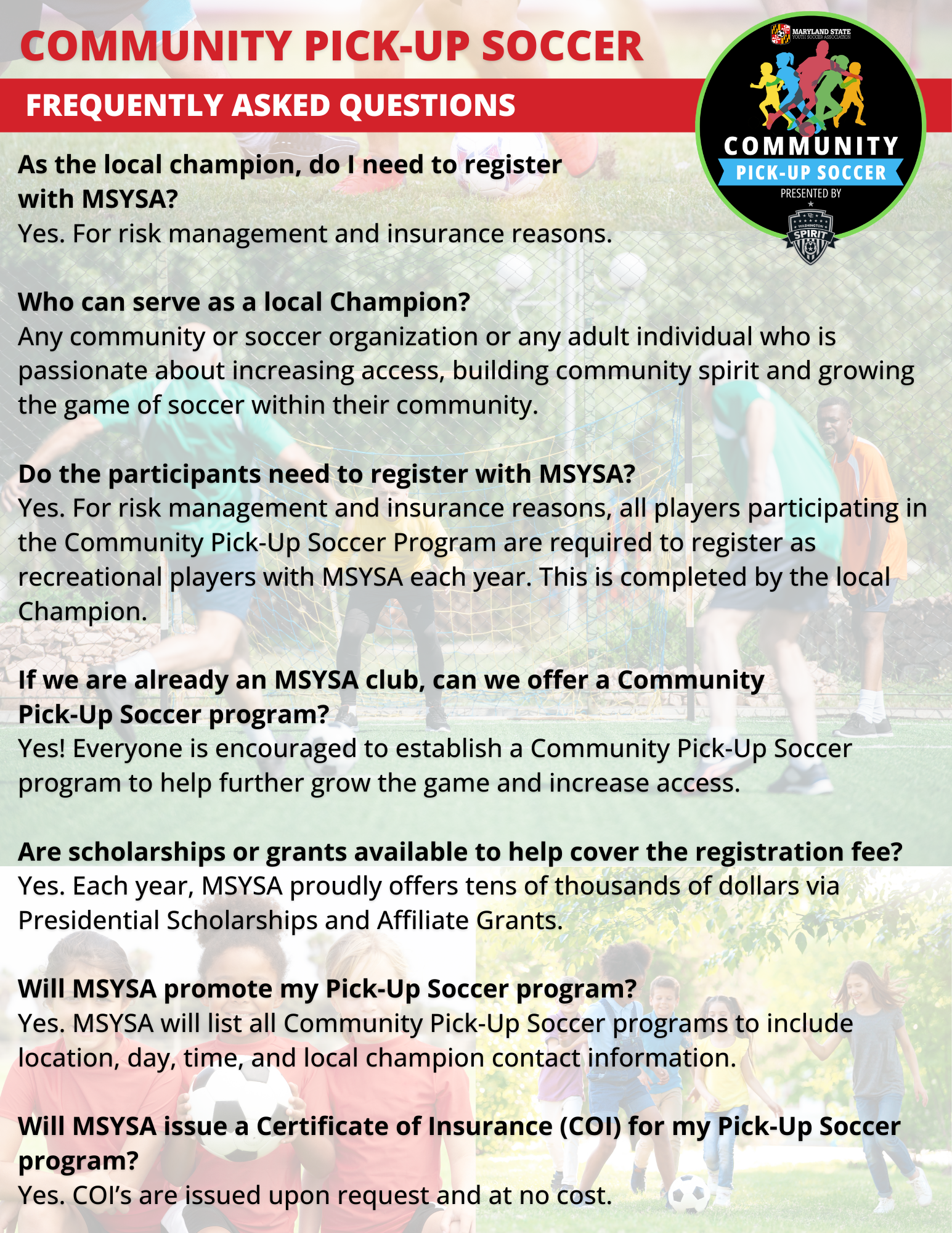 Community Pick-Up Soccer - USYS Maryland
